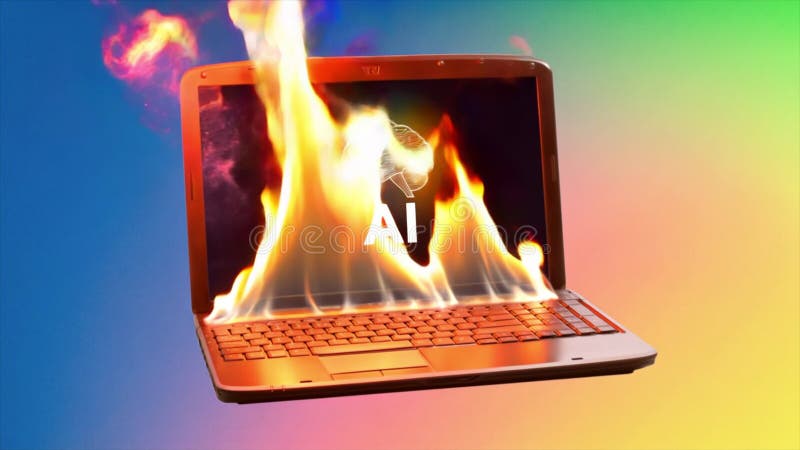 AI Laptop with Brain Logo is Exploding. Stock Video - Video of laptop ...