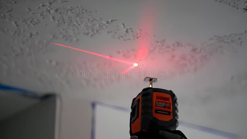 AI Laser Level on Textured Ceiling Stock Footage - Video of improvement ...