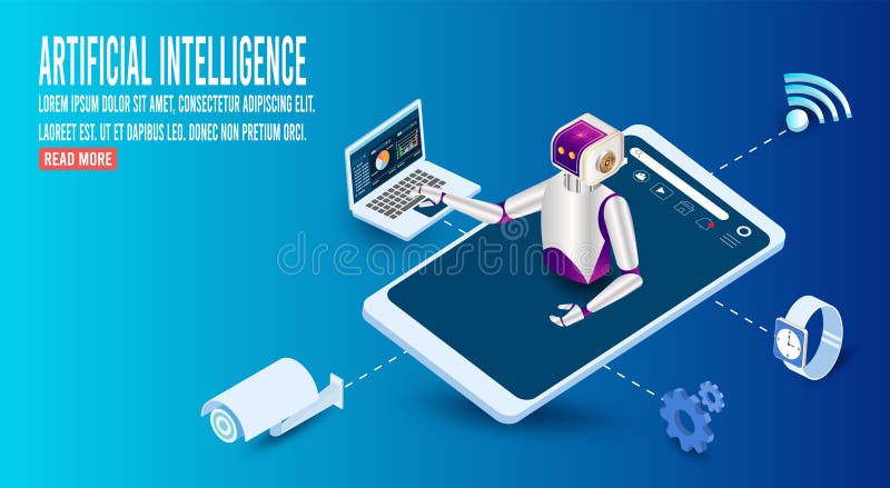 AI Learning and Artificial Intelligence Concept with AI Robot Connected To Smart Home Technology ...