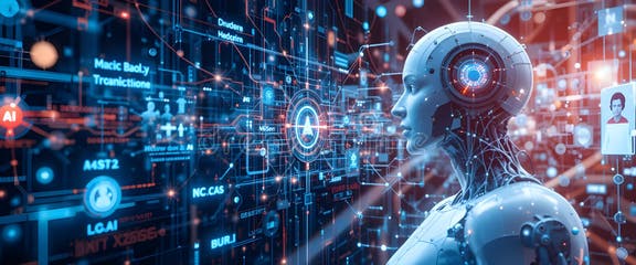 AI Learning and Artificial Intelligence Concept – Futuristic Digital Brain with Machine Learning ...