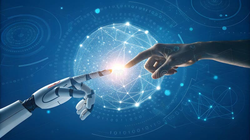 AI Learning and Artificial Intelligence Concept, Contact between Human ...