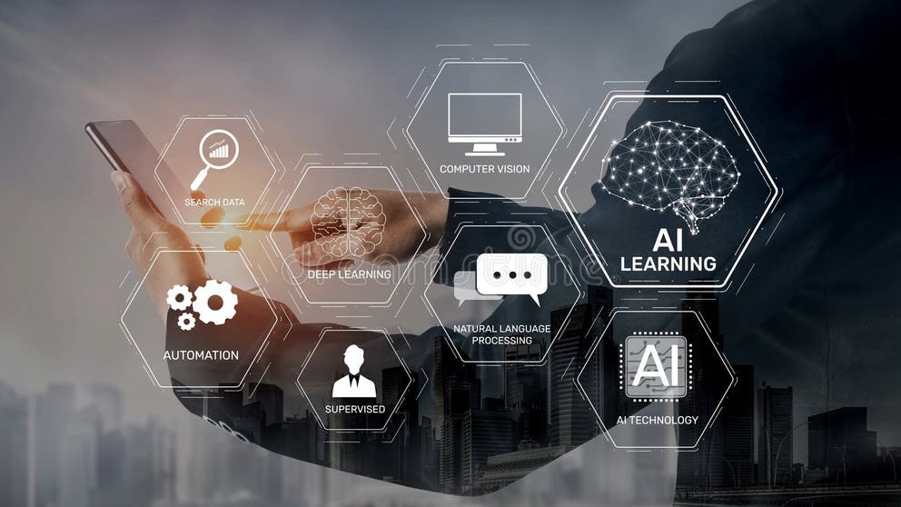 AI Learning Concept Infographic with Deep Learning, NLP, and Automation ...