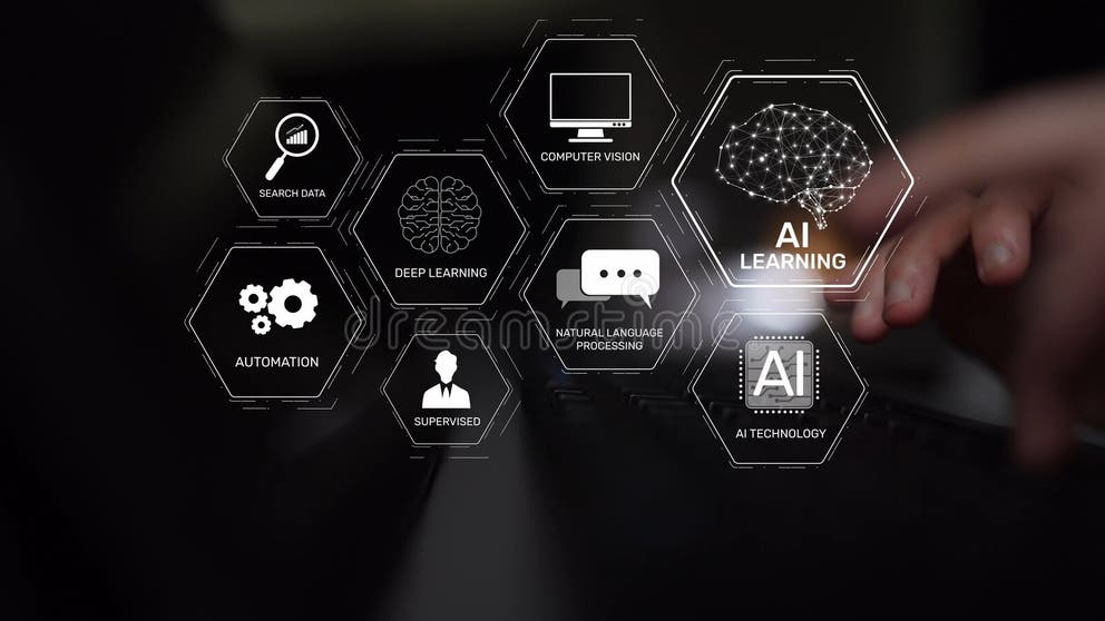 AI Learning Concept Infographic with Deep Learning, NLP, and Automation Muxer Stock Photo ...