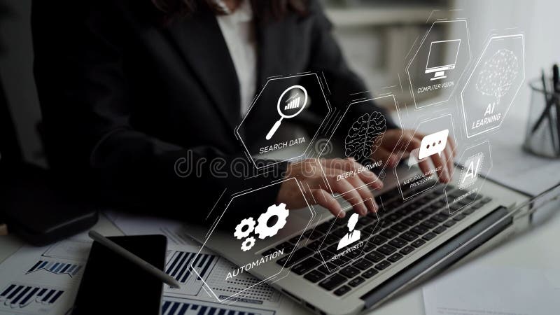 AI Learning Concept Infographic with Deep Learning, NLP, and Automation ...