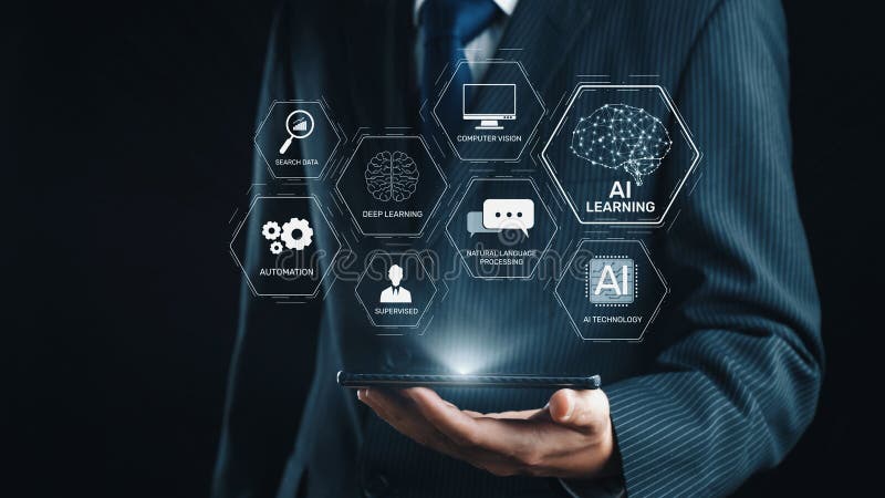 AI Learning Concept Infographic with Deep Learning, NLP, and Automation ...