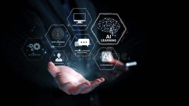 AI Learning Concept Infographic with Deep Learning, NLP, and Automation Elide Stock Video ...