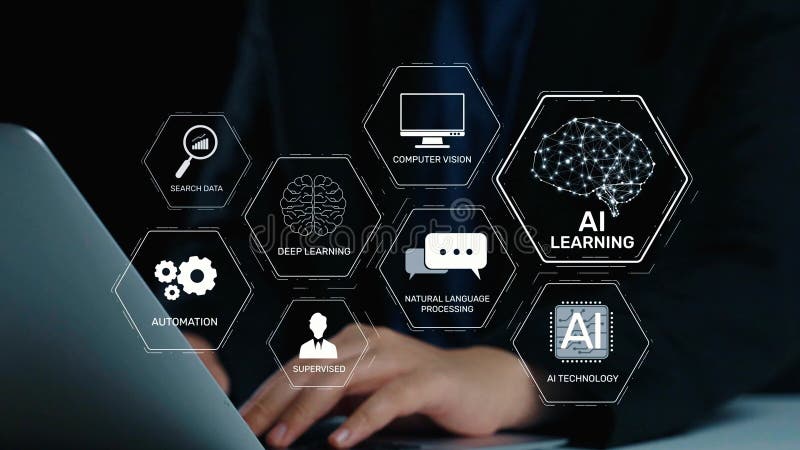 AI Learning Concept Infographic with Deep Learning, NLP, and Automation Elide Stock Footage ...