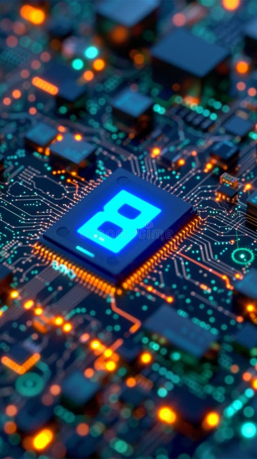 AI Letter, Technology Chip, CPU Integrated in Smart Internet Connection ...