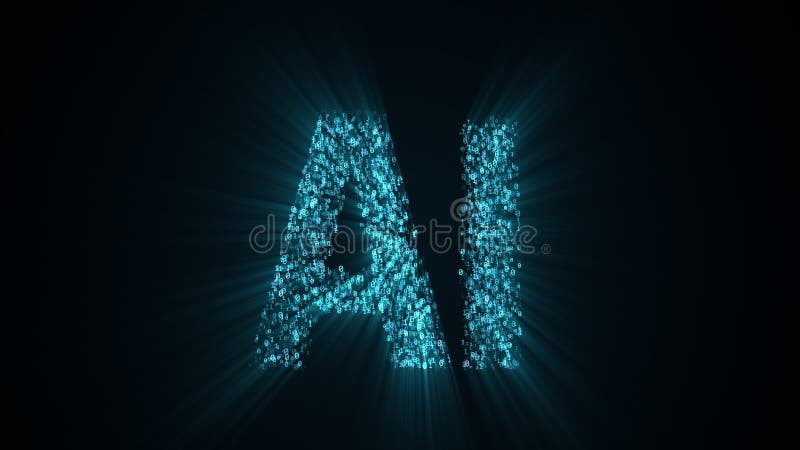 AI Letters Animation of Glowing Symbols in Virtual Digital World Stock ...