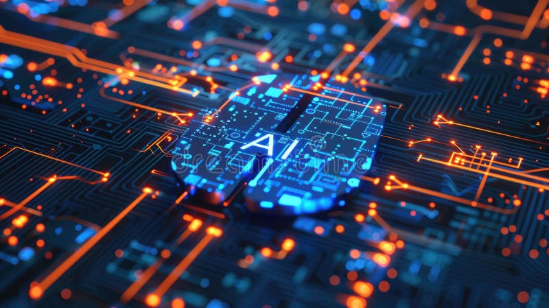 AI Letters on Dark Tech Background. Concept of Artificial Intelligence ...