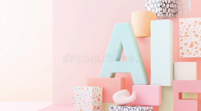 AI Letters in Pastel Blocks with Abstract Patterns, Ideal As a Modern ...