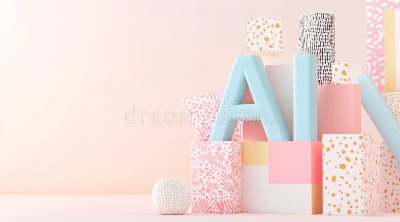 AI Letters in Pastel Blocks with Abstract Patterns, Ideal As a Modern ...