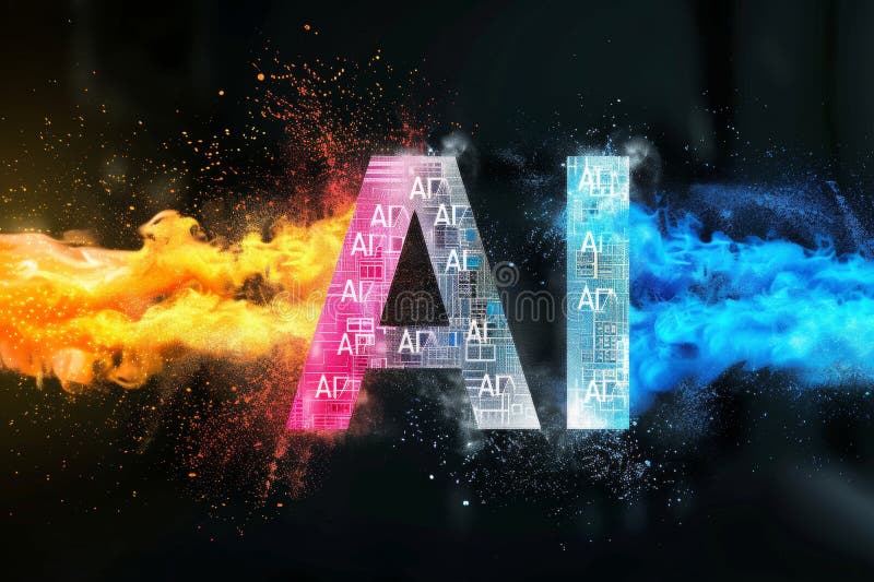 AI Letters with Powder Explosion, Digital Art, Technology Innovation ...
