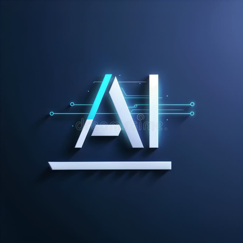 AI Letters Representing Artificial Intelligence on Blue Background, 3d ...