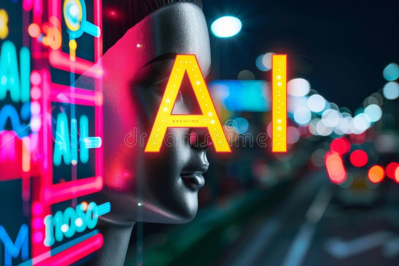 AI Lightbox with Glowing Letters, Digital Art, Technology Innovation ...
