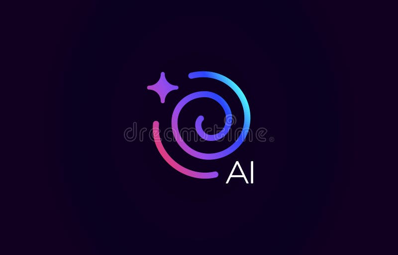 AI Logo with Glowing Spiral and Glare Star Element, Abstract Gradient ...