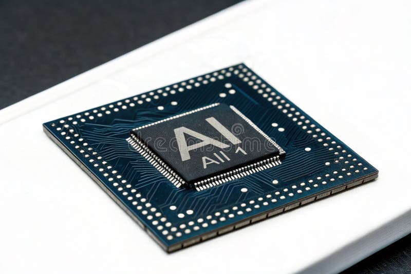 AI Logo on Microchip with Dark Blue and Black Background Stock ...