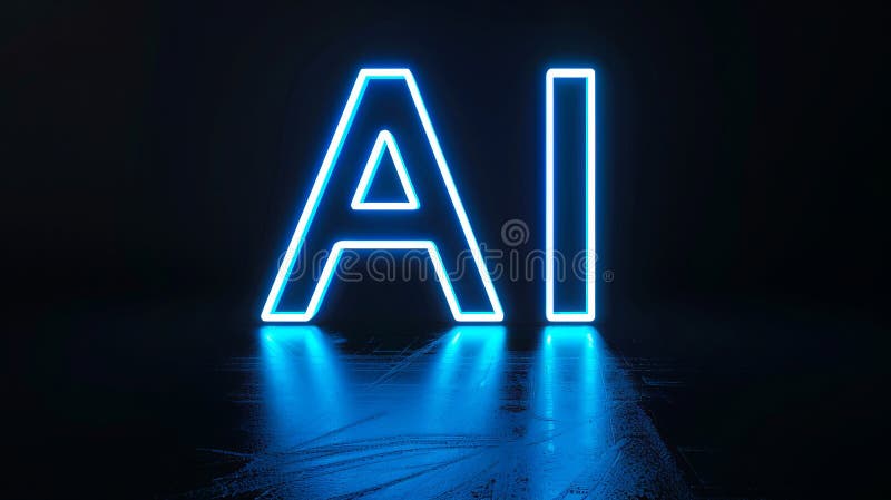 Ai logo in neon lights stock photo. Image of lamp, glow - 324390316