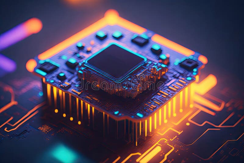 AI Machine Computer Chipset. Ai Generative Stock Illustration ...