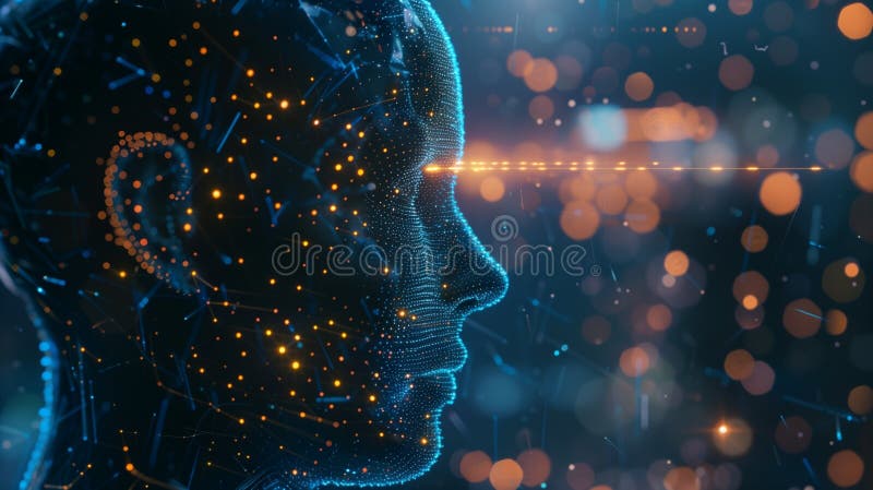 AI, Machine Learning, Beautiful Woman Robot with Digital Technology ...