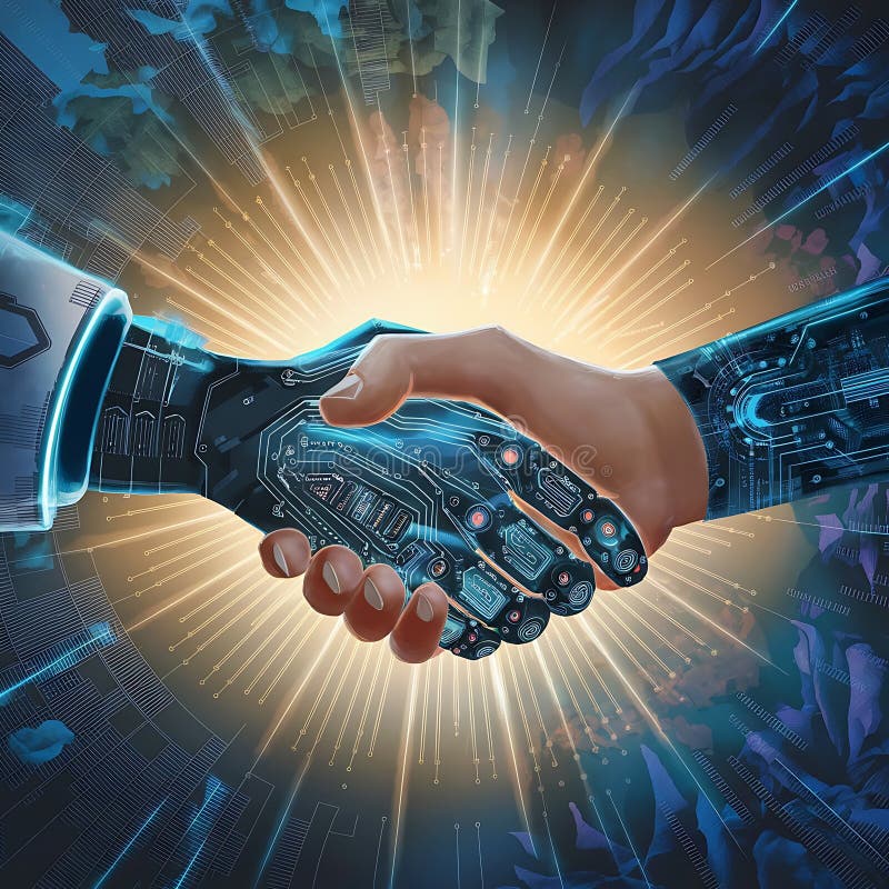 AI, Machine Learning, Hands of Robot and Human Touching Big Data of ...