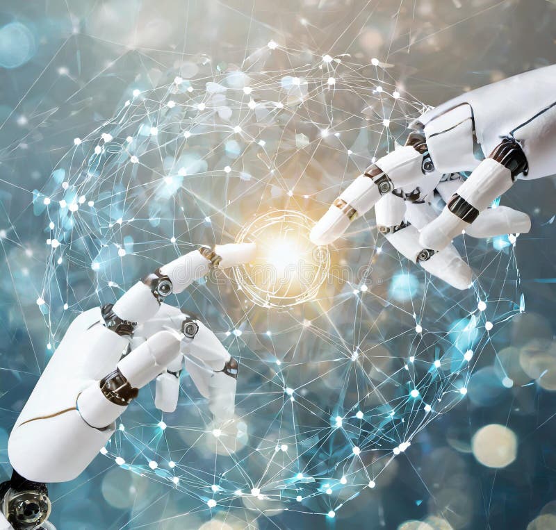 AI, Machine Learning, Hands of Robot and Robottouching on Big Data ...