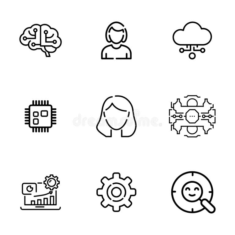 AI and Machine Learning Icons Set. Editable Vector Icon Stock Vector ...