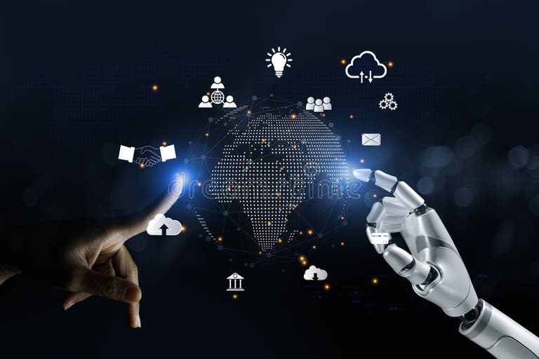 AI,Machine Learning Language, Robotic Hand and Human Touch Global ...