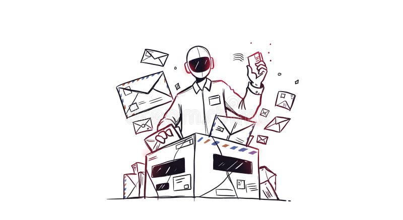 AI Mail Robot stock illustration. Illustration of digital - 370088276
