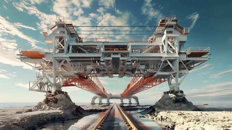 AI Managed Bridge Construction Technology Stock Illustration ...