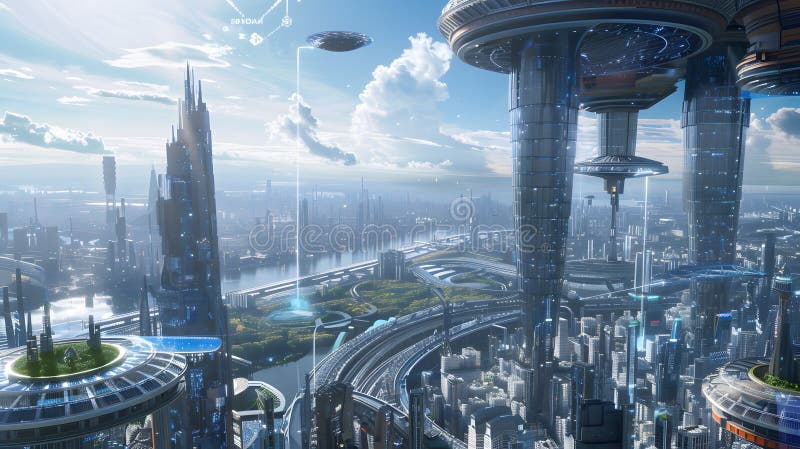 AI-Managed Smart Grid for Energy Efficiency a Futuristic. Stock ...