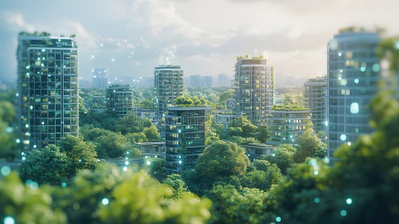 AI-Managed Smart Housing Development a City with AI-Optimized. Stock ...