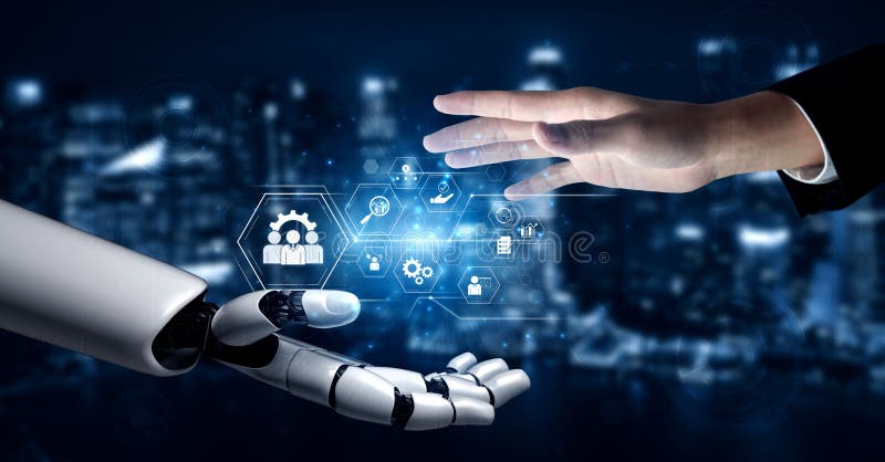 AI Manager Optimizing Business Management System Vouch Stock Photo - Image of teamwork, robot ...