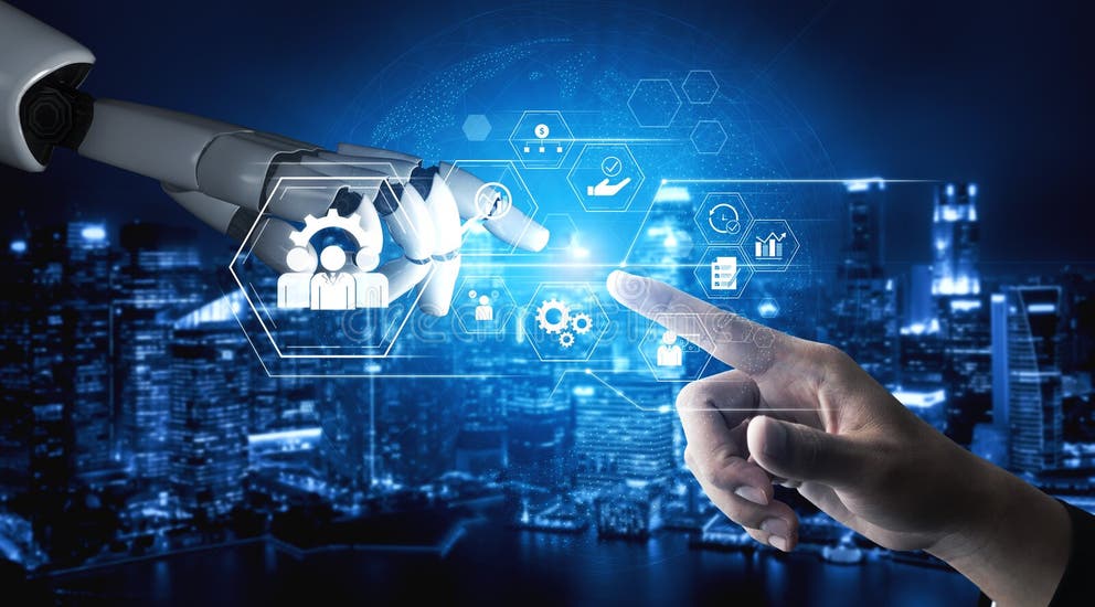 AI Manager Optimizing Business Management System Vouch Stock Image - Image of teamwork, robot ...