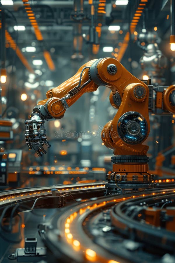 AI Manufacturing Optimization, Photo Shot of a Robotic Arm Expertly ...
