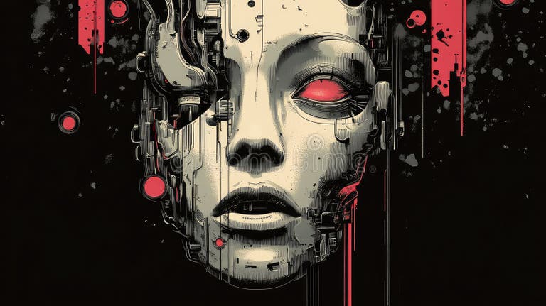 Ai melting robot face stock illustration. Illustration of evolution ...