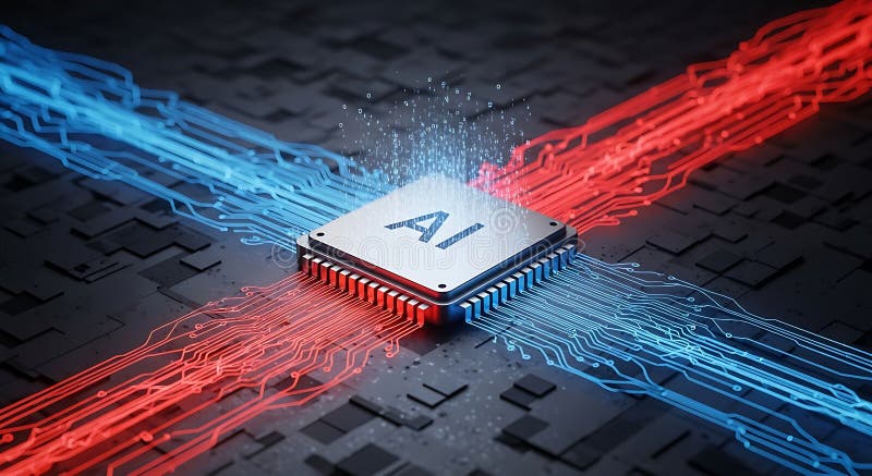 AI Microchip: Artificial Intelligence and Data Processing Stock Illustration - Illustration of ...