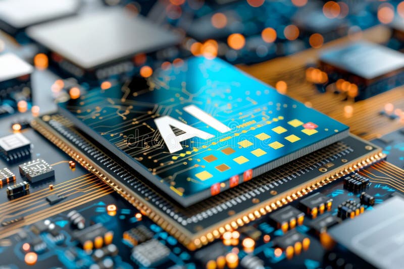 AI Microchip on Circuit Board, Digital Art, Technology Innovation ...