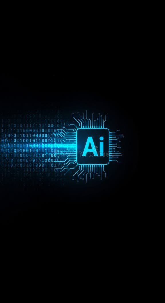 Ai Microchip With Circuit Board Pattern Artificial Intelligence Processor Concept Stock
