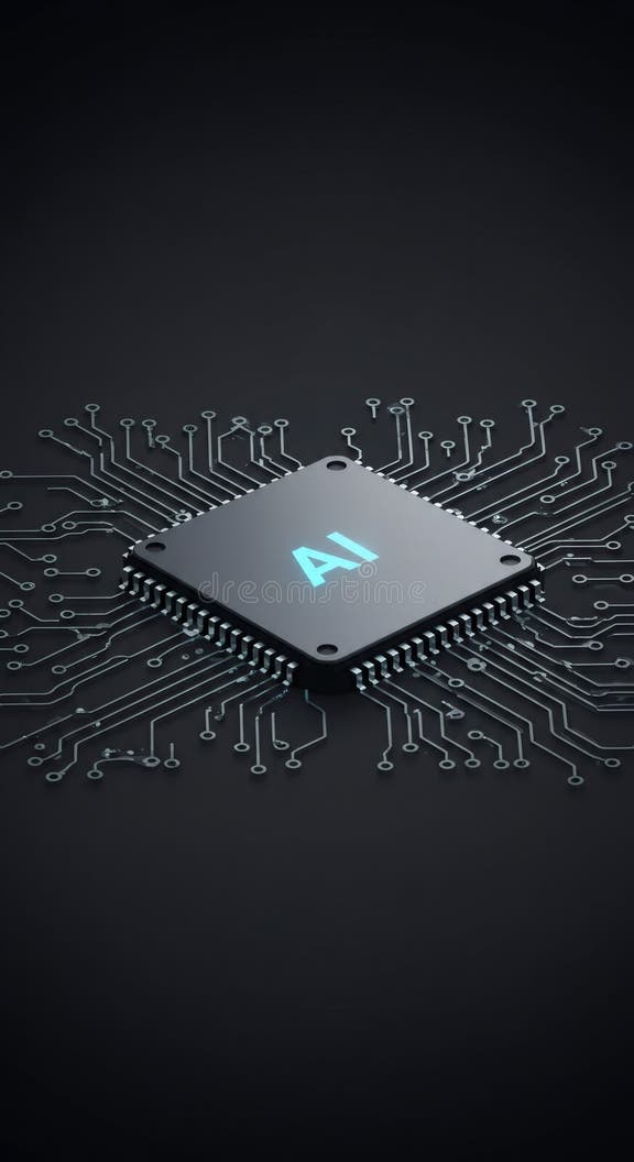 Ai Microchip With Circuit Board Pattern Artificial Intelligence Processor Concept Stock