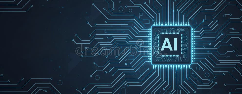 AI Microchip with Circuit Board Pattern. Artificial Intelligence ...