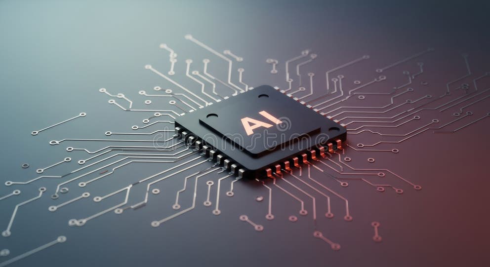 AI Microchip with Circuit Board Pattern. Artificial Intelligence ...