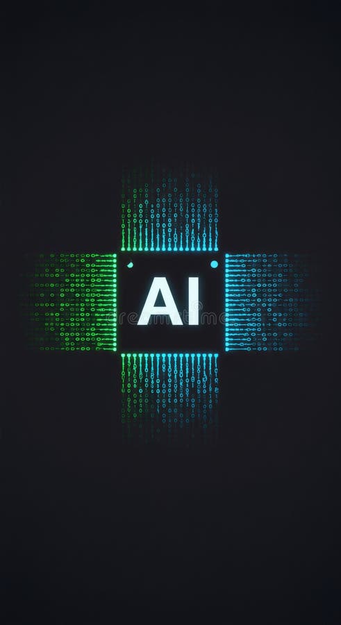 AI Microchip with Circuit Board Pattern. Artificial Intelligence ...