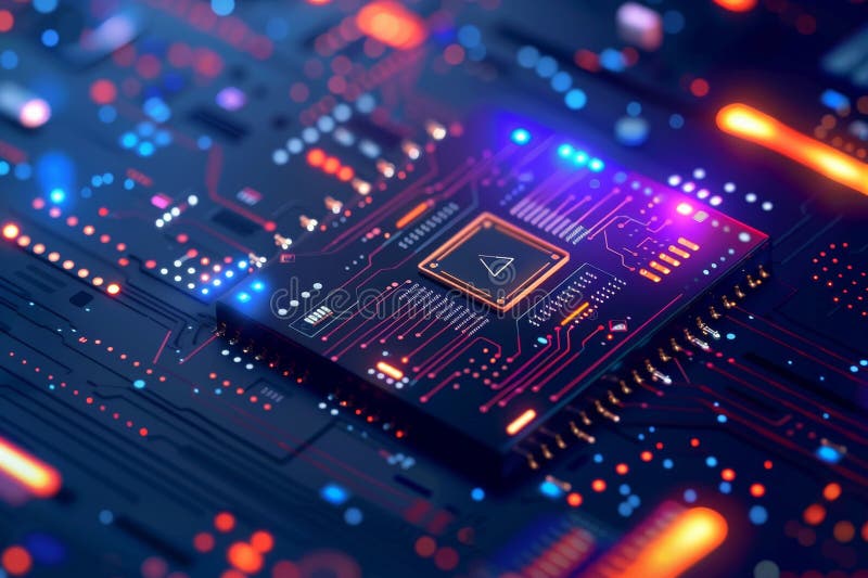 AI Microchip in a Digital Matrix, Illustrating the Advanced Technology ...