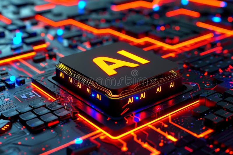 AI Microchip with Glowing Circuits, Showcasing Advanced Artificial ... AI Microchip with Glowing Circuits, Showcasing Advanced Artificial ...