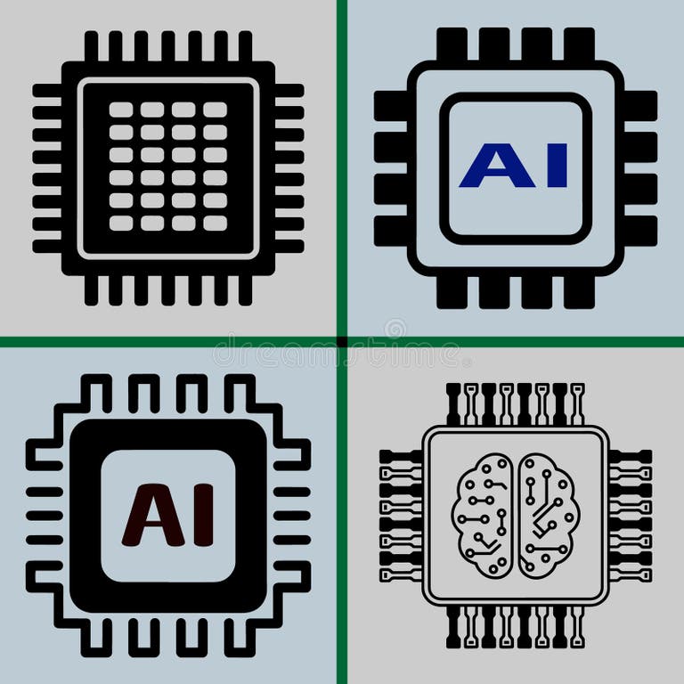 AI Microchip Graphics Set for Technology Stock Photos Stock Vector ...