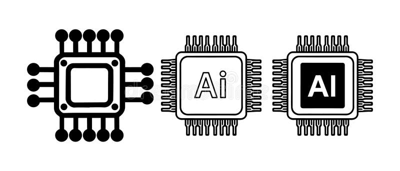AI Microchip Icons - Artificial Intelligence, Technology, and Digital ...