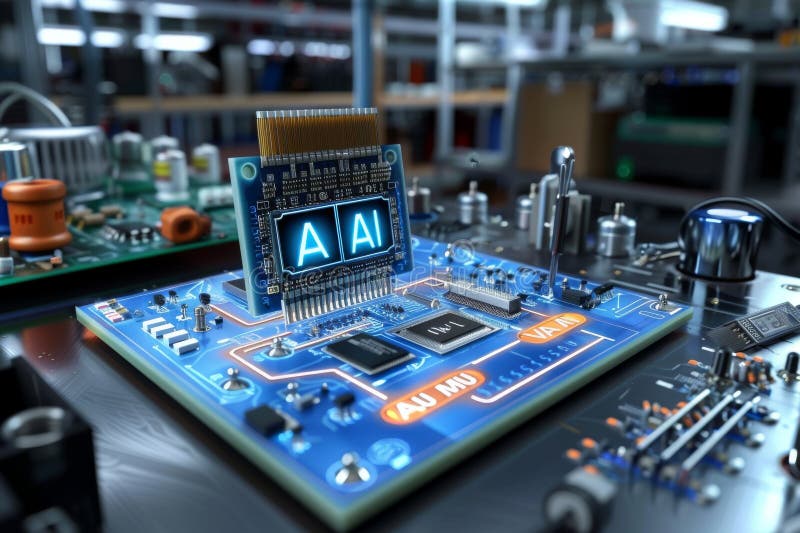 AI Microchip in Industrial Setting, Advanced Artificial Intelligence ...