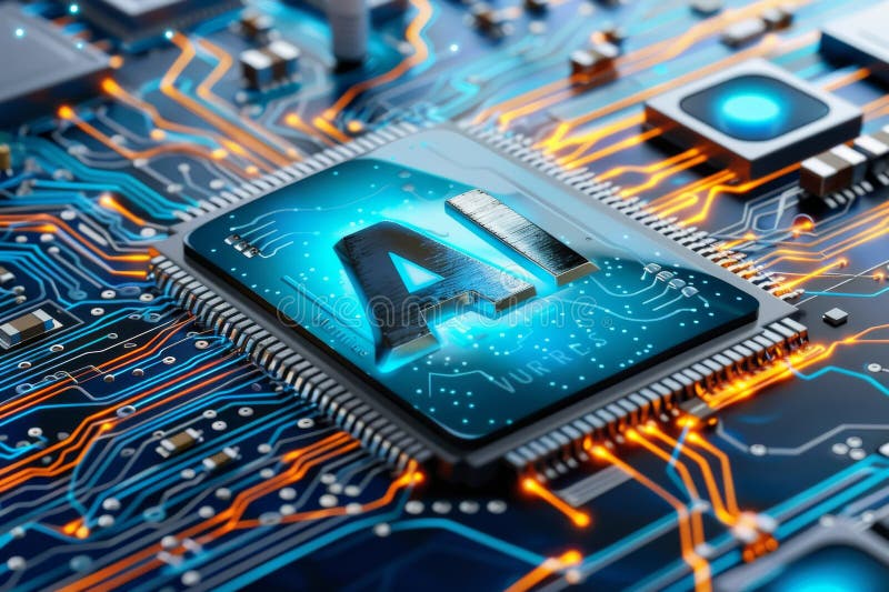 AI Microchip with Orange Circuits Futuristic Technology Advanced ... AI Microchip with Orange Circuits Futuristic Technology Advanced ...
