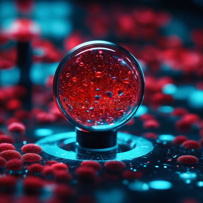 AI Microscope Analyzing Red Blood Cells Stock Photo - Image of ...